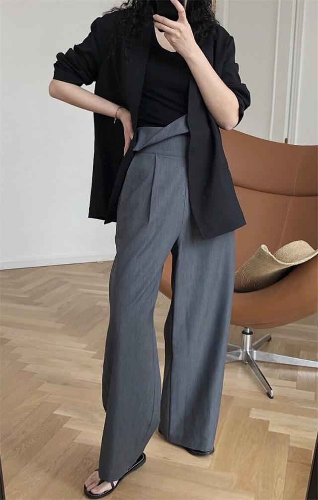 ボトムス パンツ ズボン l ワイドパンツ ストレートパンツ ロング ロング丈 ストレート ワイド ファスナー ポケット ハイウエスト シンプル カジ