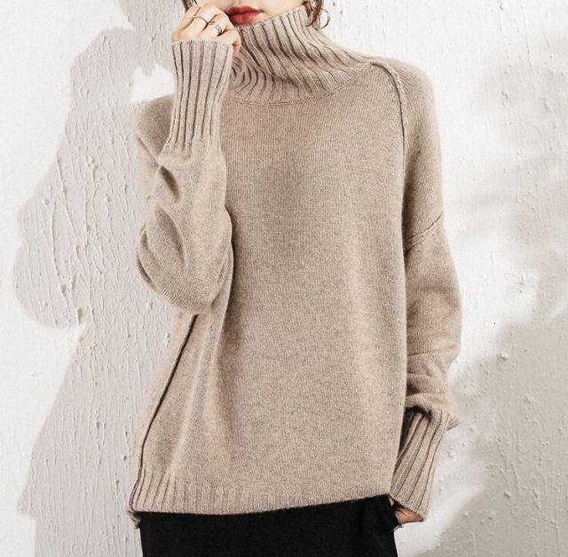 カシミヤ 長袖 ハイネック l ニット きれいめ シンプル 秋 冬 10代 20