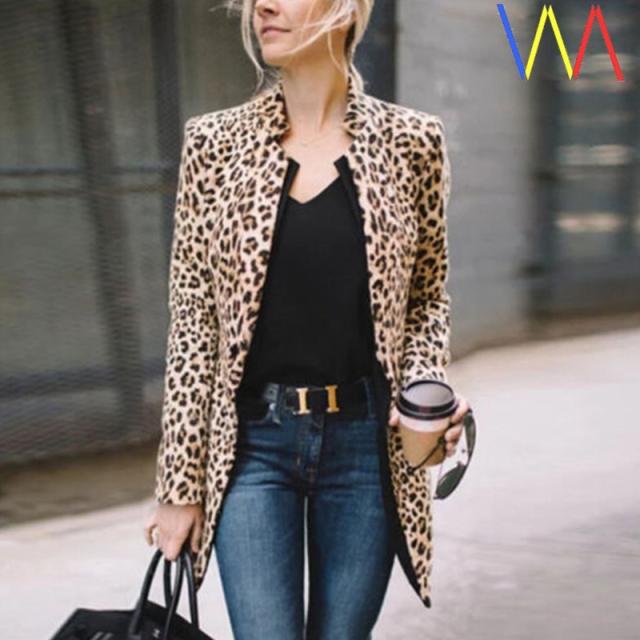 ヒョウ柄ジャケット アウター ジャケット l 長袖 Vネック 前開き きれいめ シンプル カジュアル 大人 おしゃれ お洒落 かっこいい こなれ感 個