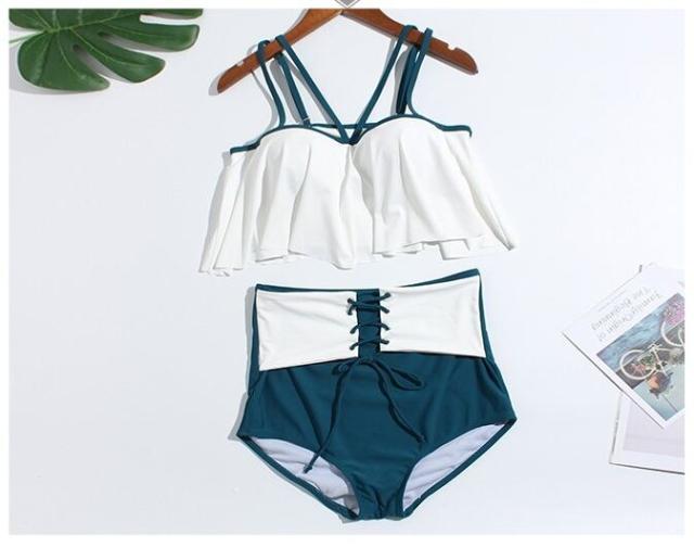 水着 レディース ビキニ タンキニ l おしゃれ バイカラー ハイウエスト
