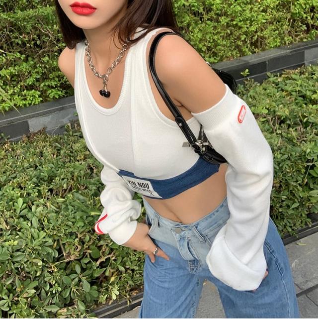タンクトップ ブラトップ アームウォーマー セット l カジュアル 個性的 ストリート 春 夏 トップス レディース ミニ丈 ショート丈 カッコイイ