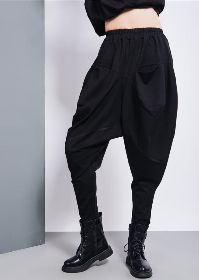 2色 サルエルパンツ レディース l 黒 ロング丈 カッコイイ ルーズ 個性