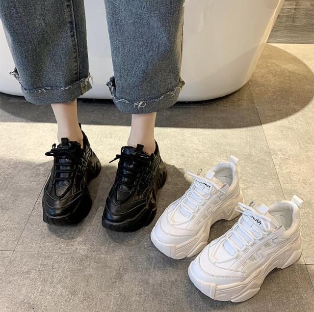 スニーカー 厚底 レースアップ l  カジュアル 大人可愛い 韓国ファッション