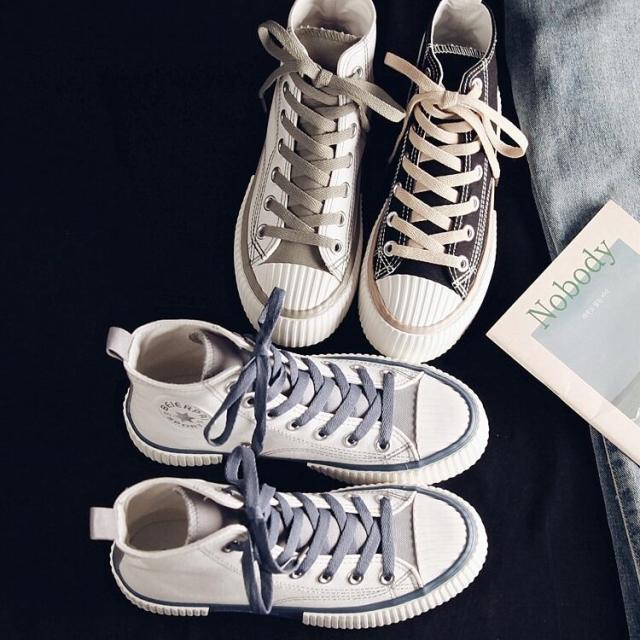 スニーカー レディース シューズ l フラット おしゃれ かっこいい バイカラー キャンバススニーカー ランニングシューズ アクセントカラー ポイント