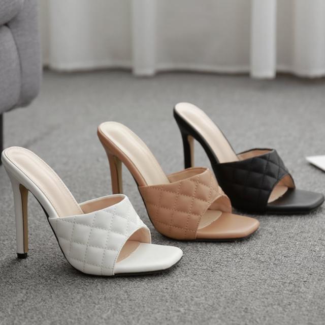 ミュール ピンヒール オープントゥ l レディースシューズ ハイヒール かわいい 大人可愛い きれいめ 大人 上品 おしゃれ お洒落 かっこいい エレ