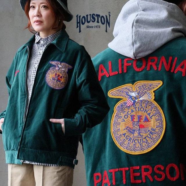 ジャケット FFAジャケット 長袖 メンズ レディース 別珍 綿100 コットン 裏地付き ポリエステル 配色 ポケット ワッペン ロゴ刺繍 ゆったり 大きいサイズ カジュアル アメカジ 秋 冬 パティ HOUSTON ヒューストン