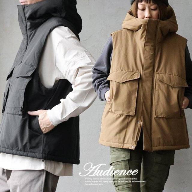 ベスト フード付きベスト メンズ レディース スタンドネック G-8 フライトジャケット ポケット 内ポケット 中綿 ソロナ 軽量 軽い 大きいサイズ カジュアル ミリタリー ヴィンテージ 秋 冬 パティ Audience オーディエンス