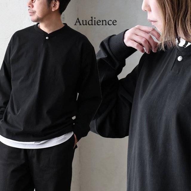 カットソー 長袖 メンズ レディース ヘンリーネック 無地 ボタン 袖リブ 綿100 コットン しっかり生地 タフ 日本製 大きいサイズ オフィスカジュアル 秋 冬 春 パティ Audience オーディエンス