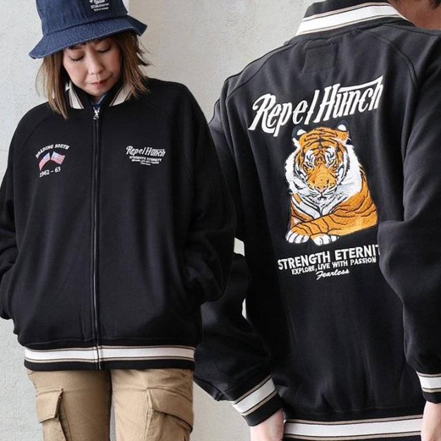 スカジャン 長袖 メンズ レディース コットン スウェット 裏起毛 暖かい 軽い 伸縮性 トラ 虎 アニマル 刺繍 袖リブ カジュアル 秋 冬 パティ