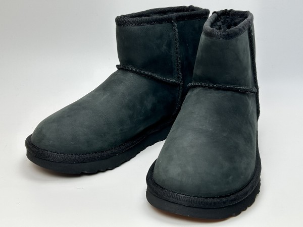 訳あり品 アグ クラシックミニレザーブーツ 23.0cm US6.0  ブラック 1016558 女性用 UGG CLASSIC MINI LEATHER BOOT (ug1226)