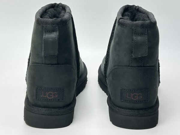 訳あり品 アグ クラシックミニレザーブーツ 23.0cm US6.0  ブラック 1016558 女性用 UGG CLASSIC MINI LEATHER BOOT (ug1226)