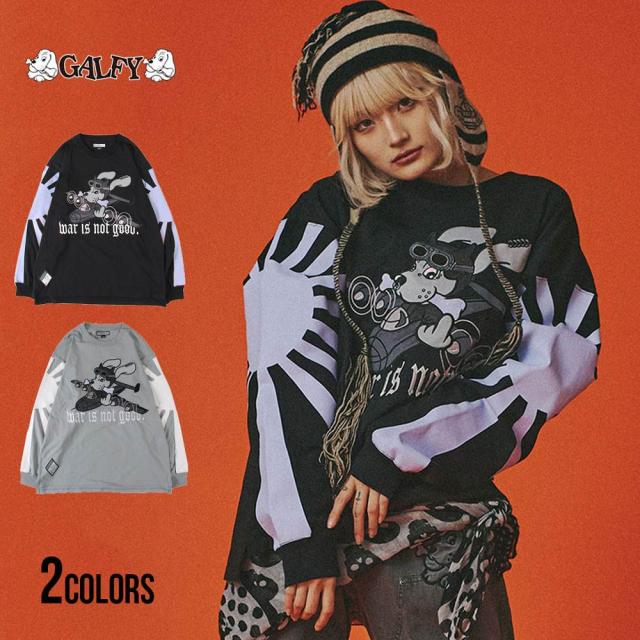 GALFY ガルフィー ガルフィ ロンT メンズ ブランド おしゃれ 長袖Tシャツ ユニセックス 刺繍 プリント ロゴ いぬ イヌ 犬 キャラクター 大きいサイズ ゆったり プリント L XL LL ブラック 20代 30代 40代 ユニセックス 男性 男 服 秋 冬 春 春服 ファッション [151021]