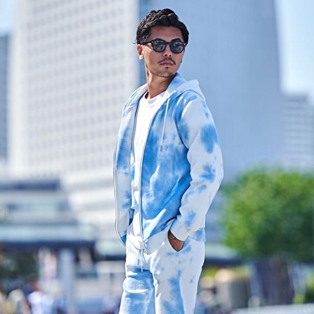 パーカー メンズ ブランド おしゃれ ジップパーカー 長袖 ワッフル