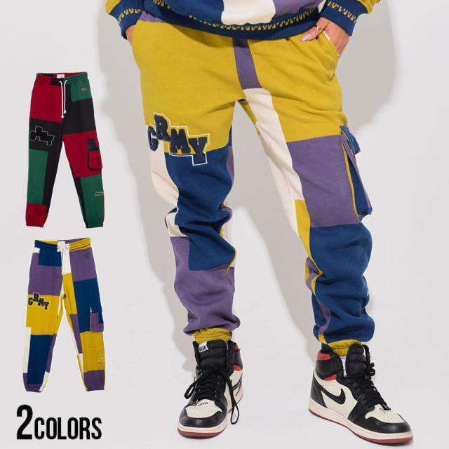 スウェットパンツ メンズ GRIMEY グライミー ブランド サガラワッペン スエット スエットパンツ リブ レッド ネイビー 赤 紺 ストリート系 韓国ファッション 韓国系 即日発送 [GRTS211]