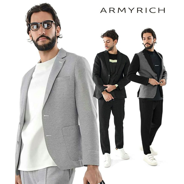 大きいサイズ セットアップ ビッグサイズ ARMYRICH ストレッチメッシュ スーツ 上下セット セットアップ カジュアル きれいめ