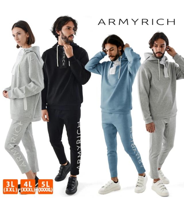 ARMYRICH アーミーリッチ 大きいサイズ セットアップ メンズ 上下セット 鹿の子 ジャージ スポーツ ルームウェア トレーニング