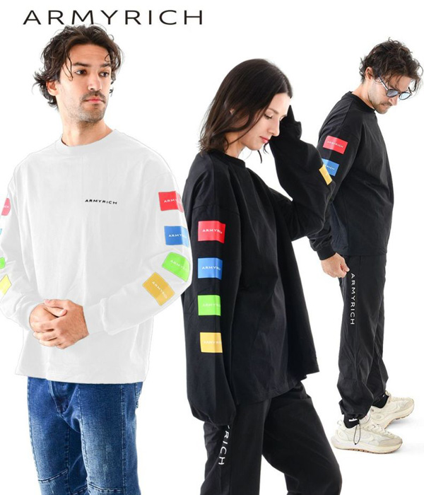ARMYRICH アーミーリッチ 袖プリント ロングTシャツ 長袖 ブランド トップス おしゃれ オーバーサイズ