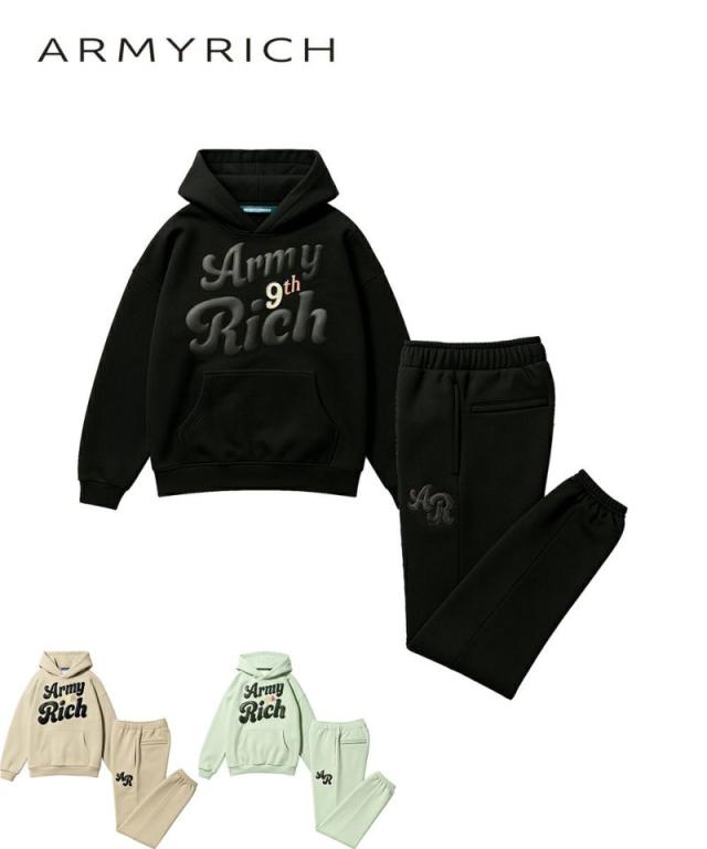 ARMYRICH アーミーリッチ レザーワッペン裏起毛スウェットセットアップ 上下セット メンズコーデ おしゃれ かわいい ブランド