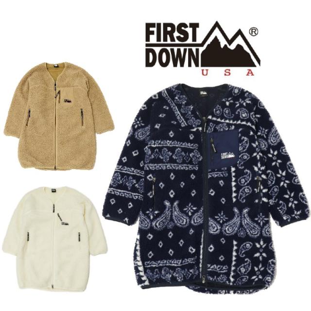 FIRST DOWN【ファーストダウン】TUMBLING BOA COAT ボアコート ブルゾン ジャケット レディース フリーサイズ FREE 防寒 カジュアル アウトドア もこもこ おしゃれ かわいい 秋 冬 アウター ネイビー ホワイト ベージュ