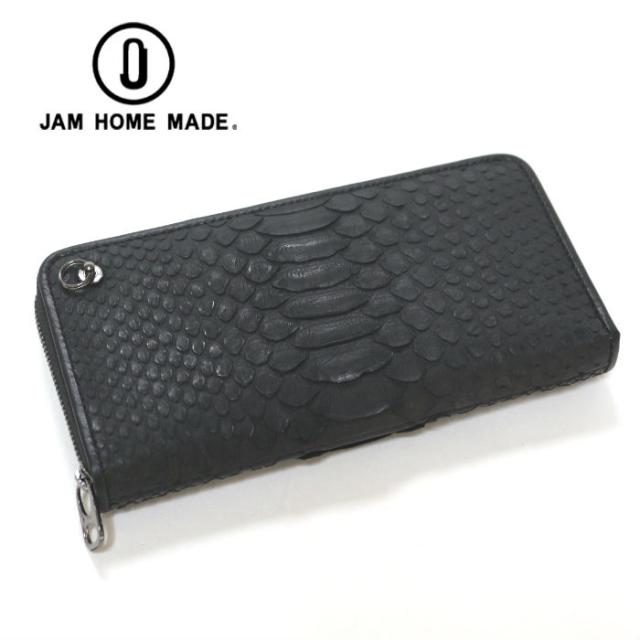JAM  MADE ジャムホームメイド リアルパイソンファスナーロングウォレット BLACK 長財布 プレゼント 記念日 蛇革 牛革