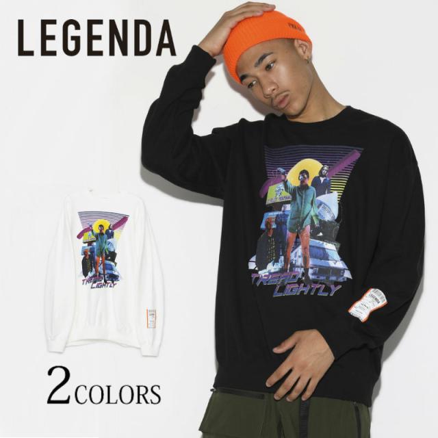 レジェンダ LEGENDA TREAD LIGHTLY ルーズシルエットスウェットトレーナー ストリート系 カジュアル プリント 長袖 オーバーサイズB系 HIPHOP ヒップホップ