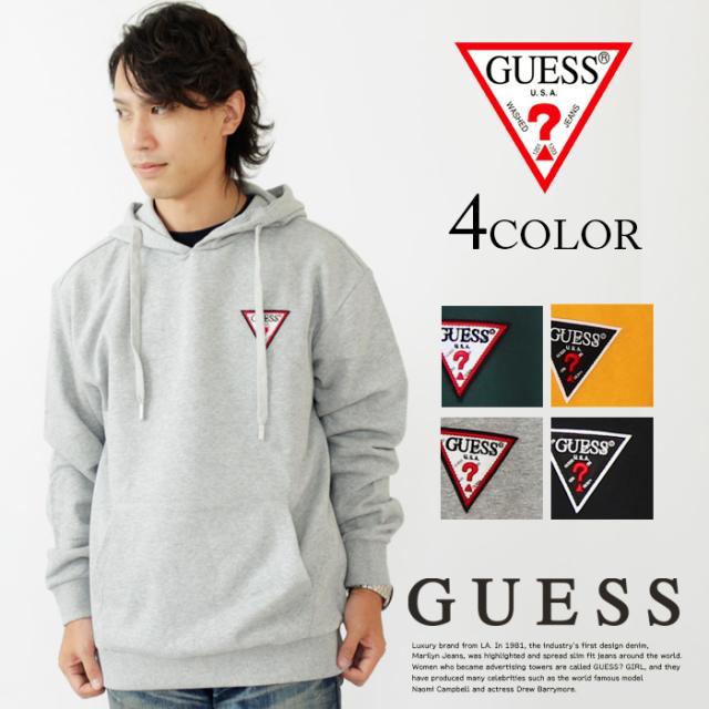 GUESS ゲス スウェットロゴフーディー プルオーパー パーカー ロゴプリント Hoodie ユニセックス 2019年秋冬モデル MJ3K9472K メンズ スウェット スエット
