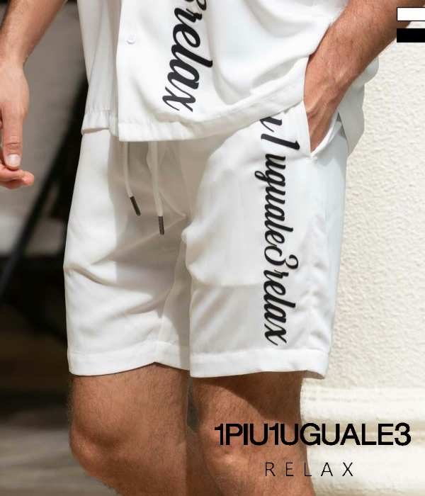 1PIU1UGUALE3 RELAX ウノピゥウノウグァーレトレ リラックス 縦ロゴハーフパンツ メンズ 男性 ショートパンツ 短パン カジュアル リゾート