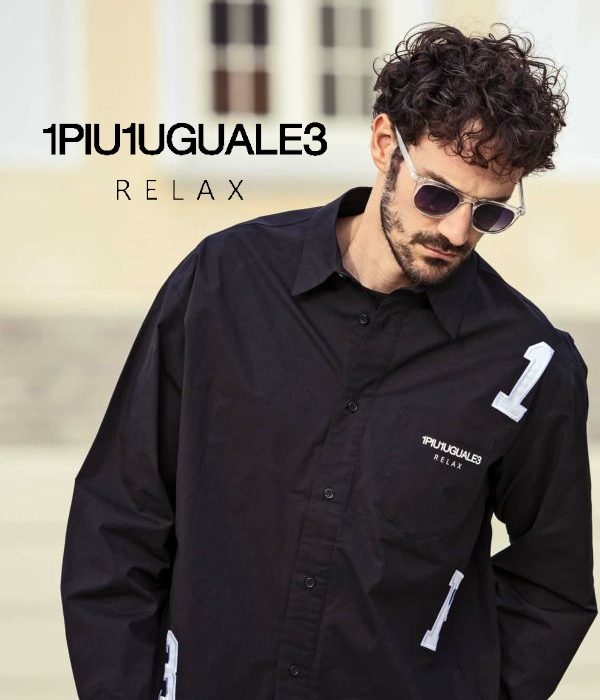 1PIU1UGUALE3 RELAX ウノピゥウノウグァーレトレ リラックス ロゴアップリケワイドシャツ メンズ 男性 長袖 大人 カジュアル ブランド