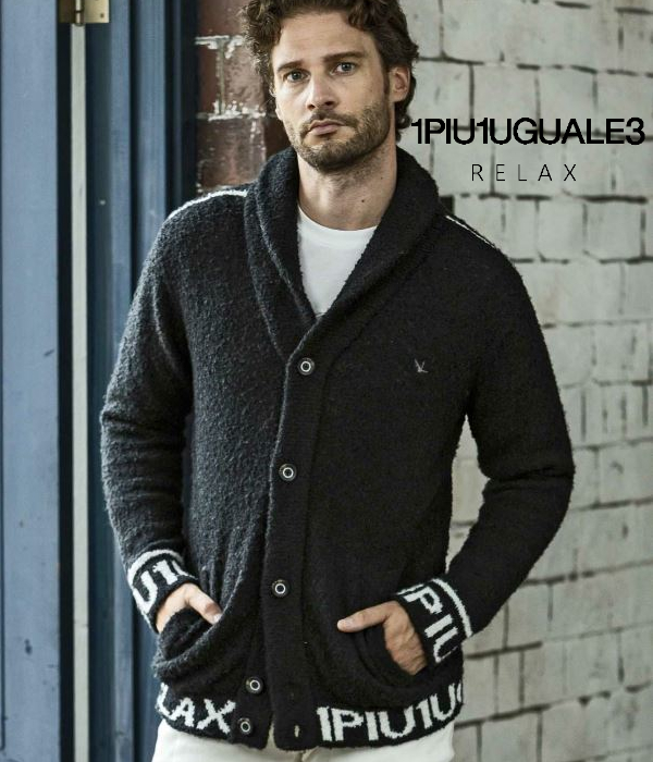 1PIU1UGUALE3 RELAX ウノピゥウノウグァーレトレ リラックス ショールカラーカーディガン メンズ もこもこ ニット 男性 ルームウェア 秋冬