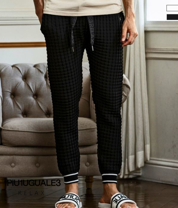 1PIU1UGUALE3 RELAX ウノピゥウノウグァーレトレ リラックス スクエアパターンニットパンツ メンズ カジュアル リゾート ジョガーパンツ