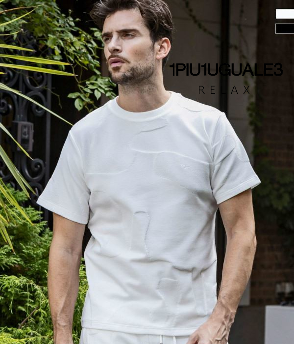1PIU1UGUALE3 RELAX ウノピゥウノウグァーレトレ リラックス ビッグカモジャガードTシャツ 半袖 メンズ カジュアル 迷彩 カモフラ