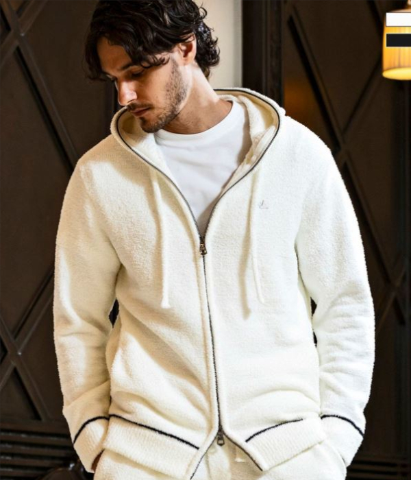 1PIU1UGUALE3 RELAX ウノピゥウノウグァーレトレ リラックス フラッフィーニットサークルパーカー メンズ フーディ カジュアル もこもこ ルームウェア