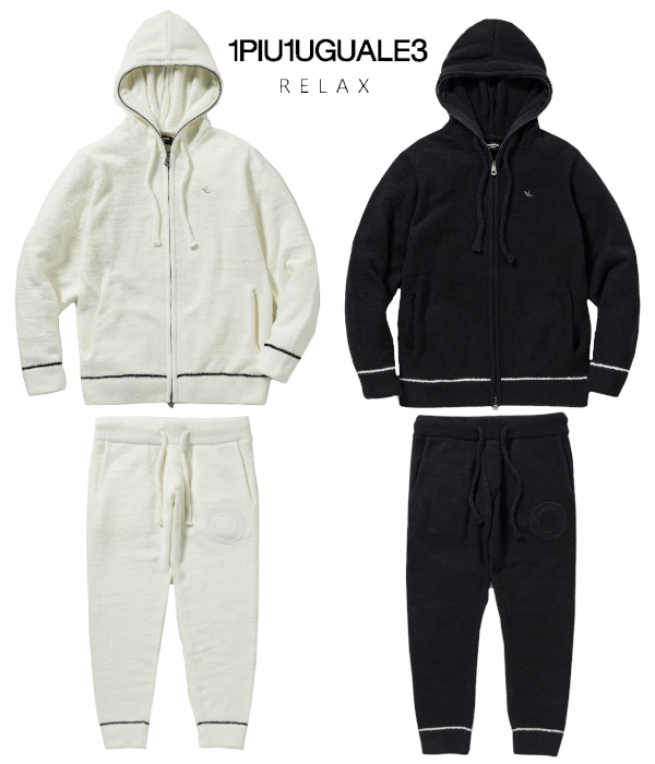 1PIU1UGUALE3 RELAX ウノピゥウノウグァーレトレ リラックス セットアップ もこもこ メンズ サークルロゴ ニット ルームウェア 上下セット 部屋着