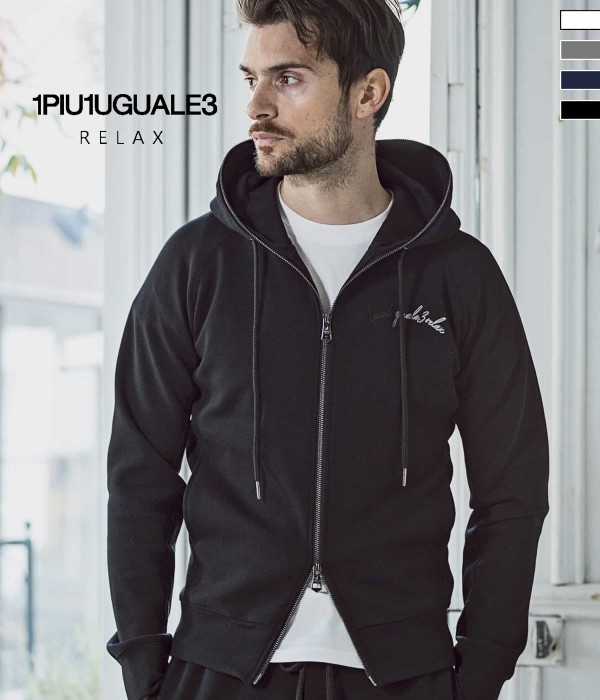 1PIU1UGUALE3 RELAX(ウノピゥウノウグァーレトレ)グラデーションロゴジップパーカー メンズ カジュアル スポーツ ジャージ フーディー おしゃれ ブランド