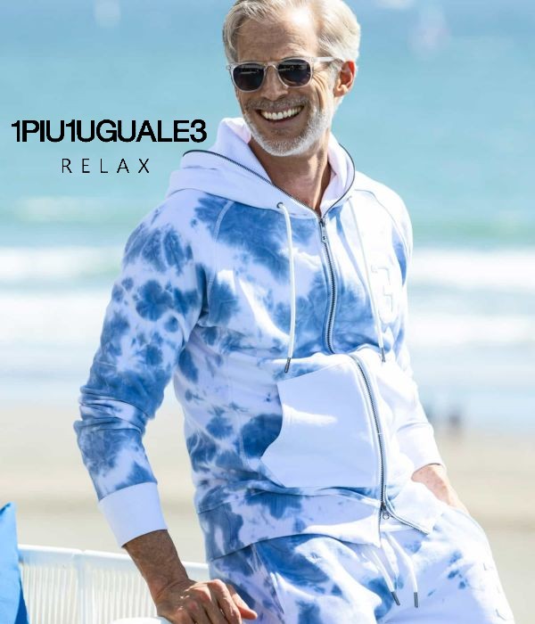 1PIU1UGUALE3 RELAX ウノピゥウノウグァーレトレ リラックス 3ロゴタイダイスウェットパーカー カジュアル スポーツ フーディー