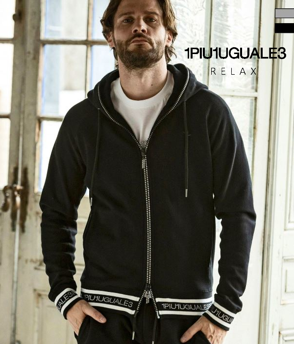 1PIU1UGUALE3 RELAX ウノピゥウノウグァーレトレ リラックス ラインストーンパーカー メンズ フーディ ジャージ スウェット カジュアル スポーツ ルームウェア