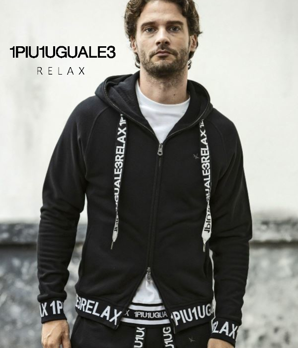 1PIU1UGUALE3 RELAX ウノピゥウノウグァーレトレ リラックス ワイドスピンドルロゴパーカー メンズ フーディ ジャージ スウェット カジュアル スポーツ