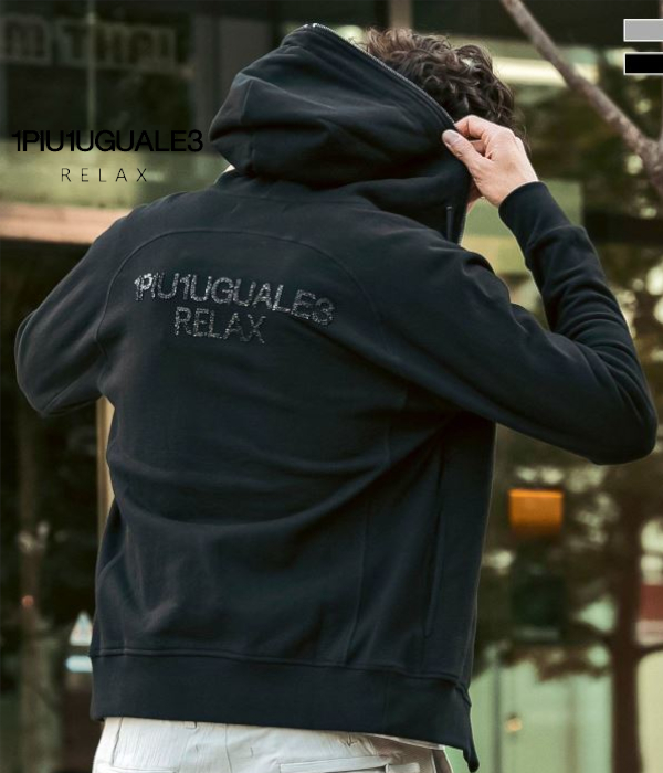 1PIU1UGUALE3 RELAX ウノピゥウノウグァーレトレ リラックス スパークリングロゴパーカー メンズ ジャージ スウェット カジュアル スポーツ ルームウェア