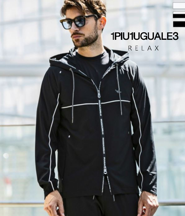 1PIU1UGUALE3 RELAX ウノピゥウノウグァーレトレ リラックス パイピングパーカー メンズ ストレッチ スポーツ ランニング ウォーキング トレーニング ジム