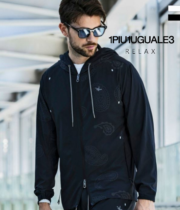1PIU1UGUALE3 RELAX ウノピゥウノウグァーレトレ リラックス クレイジーデザインストレッチパーカー スポーツ ランニング ウォーキング トレーニング ジム