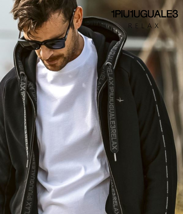 1PIU1UGUALE3 RELAX ウノピゥウノウグァーレトレ リラックス パイピングロゴワイドスピンドルパーカー メンズ フーディ スウェット カジュアル スポーツ