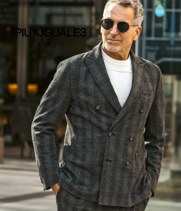 1PIU1UGUALE3 RELAX ウノピゥウノウグァーレトレ リラックス グレンチェックダブルブレストジャケット メンズ テーラード スーツ 秋冬 きれいめ ブランド