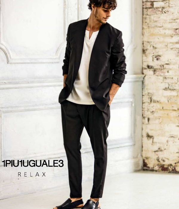 1PIU1UGUALE3 RELAX ウノピゥウノウグァーレトレ リラックス セットアップ メンズ ノーカラー スーツ 上下セット きれいめ カジュアル