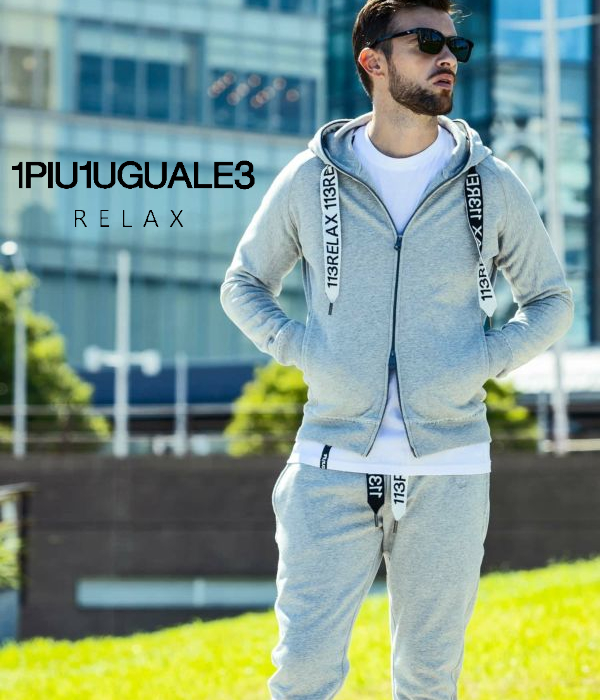 1PIU1UGUALE3 RELAX ウノピゥウノウグァーレトレ リラックス ステッチパーカー&パンツセット セットアップ 上下セット ジャージ スウェット