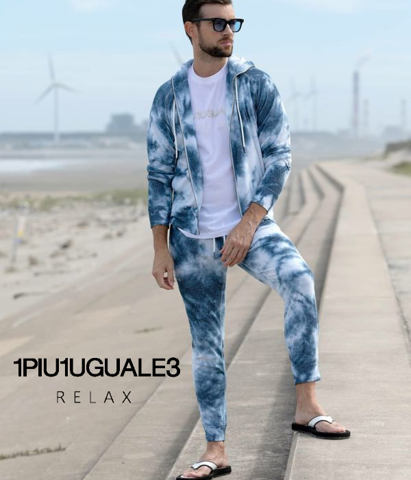 1PIU1UGUALE3 RELAX ウノピゥウノウグァーレトレ リラックス タイダイパイルセットアップ メンズ 上下セット ジャージ ルームウェア 春夏 カジュアル リゾート