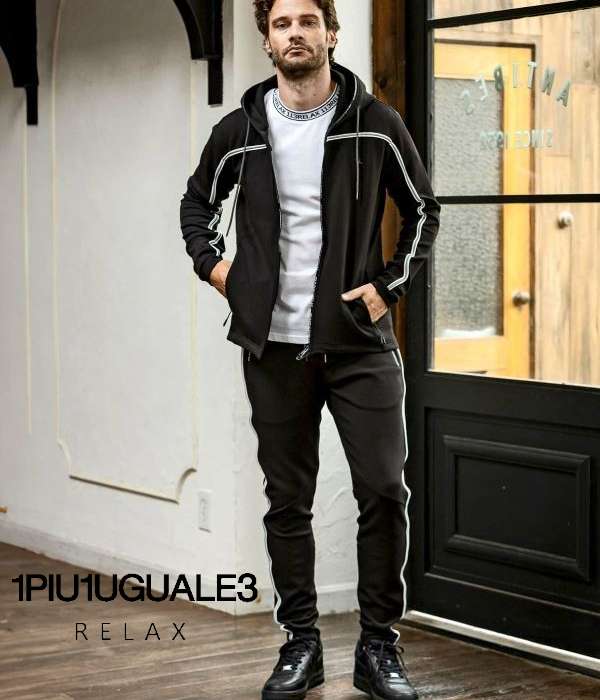 1PIU1UGUALE3 RELAX ウノピゥウノウグァーレトレ リラックス セットアップ パイピングライン メンズ ジャージ 上下セット スポーツ トレーニング