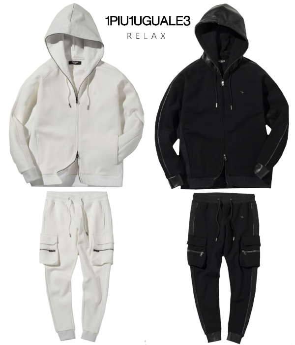 1PIU1UGUALE3 RELAX ウノピゥウノウグァーレトレ リラックス セットアップ レザーコンビネーション  上下セット 羊革 ストリート モード カジュアル