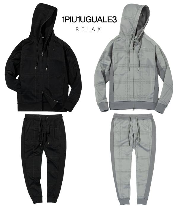 1PIU1UGUALE3 RELAX ウノピゥウノウグァーレトレ リラックス セットアップ メンズ ウィンドウペンジャガード ジャージ 男性 上下セット カジュアル スポーツ