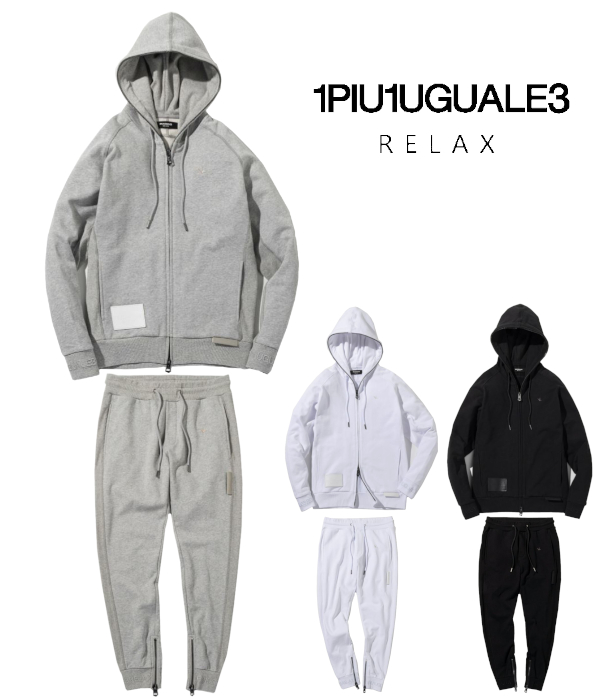 1PIU1UGUALE3 RELAX ウノピゥウノウグァーレトレ リラックス セットアップ メンズ レザーパッチ スウェット 上下セット ジャージ カジュアル スポーツ