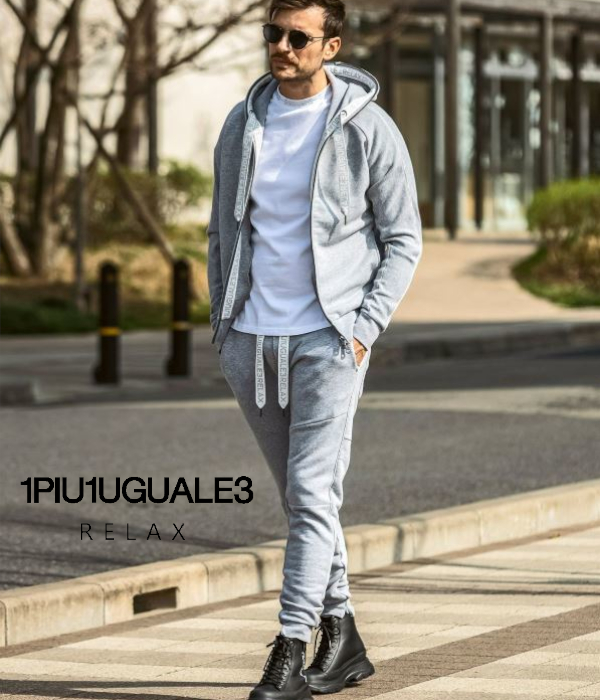 1PIU1UGUALE3 RELAX ウノピゥウノウグァーレトレ リラックス セットアップ メンズ ワイドスピンドル スウェット 上下セット ジャージ ルームウェア パイピング